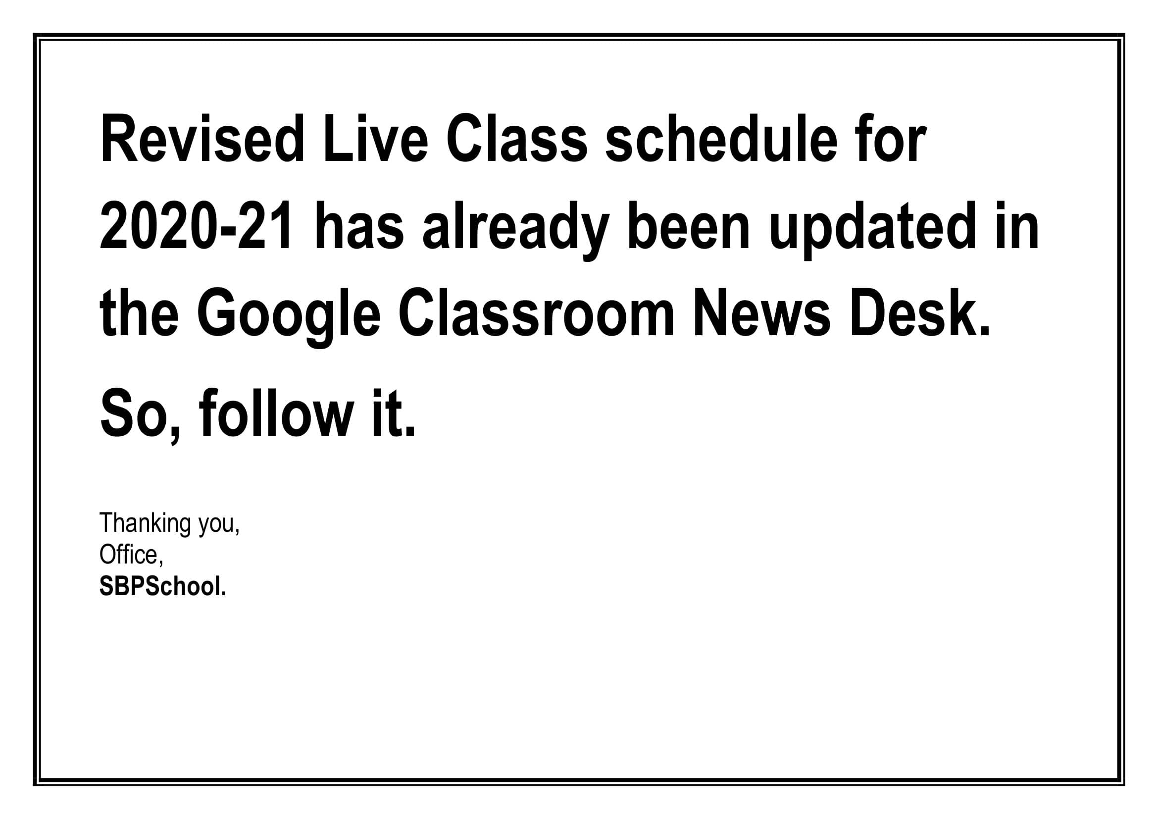 Live Class Schedule Live Class Schedule